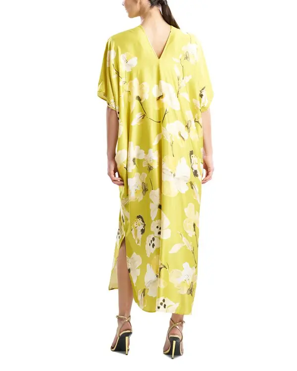 Natori Aurelia Printed Charmeuse Waterfall Caftan