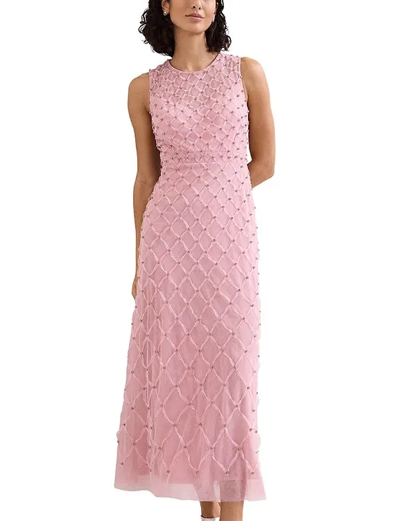 PHASE EIGHT Leandra Pink Beaded Midaxi Dress - Pale Pink