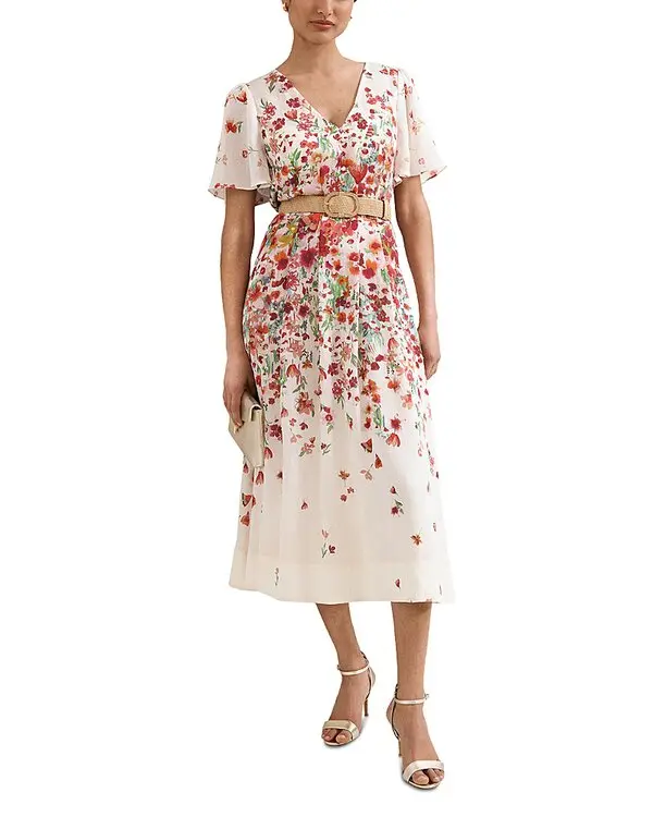 PHASE EIGHT Lovette Floral Midi Dress - Cream