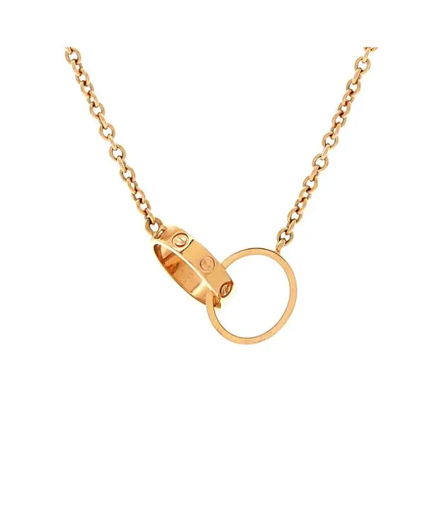 CARTIER Love Interlocking 18k Rose Gold Necklace - Pink