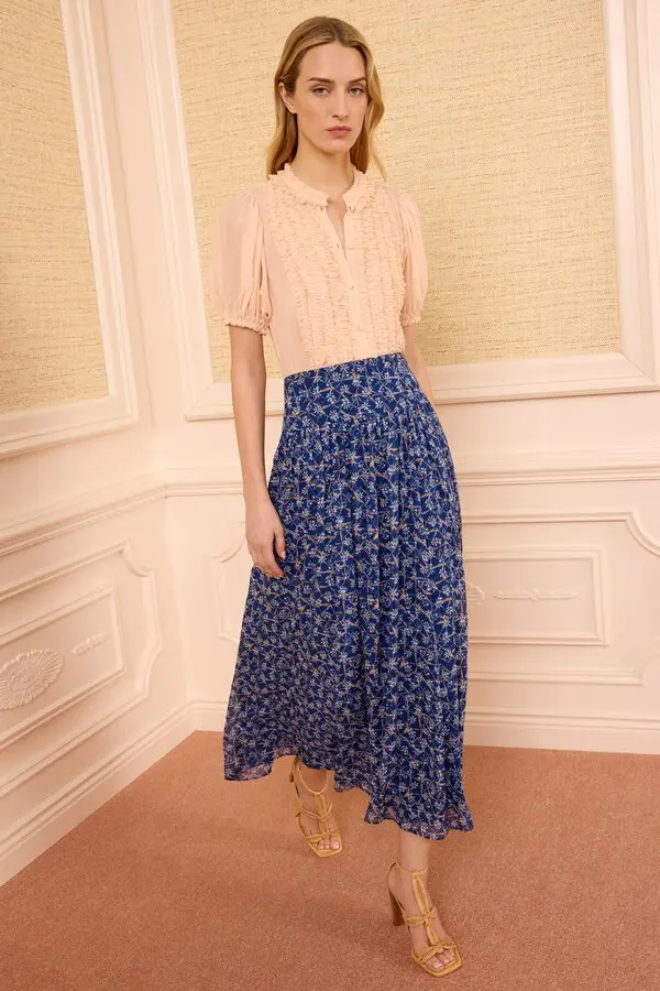 Ulla Johnson Printed Silk Reina Midi Skirt