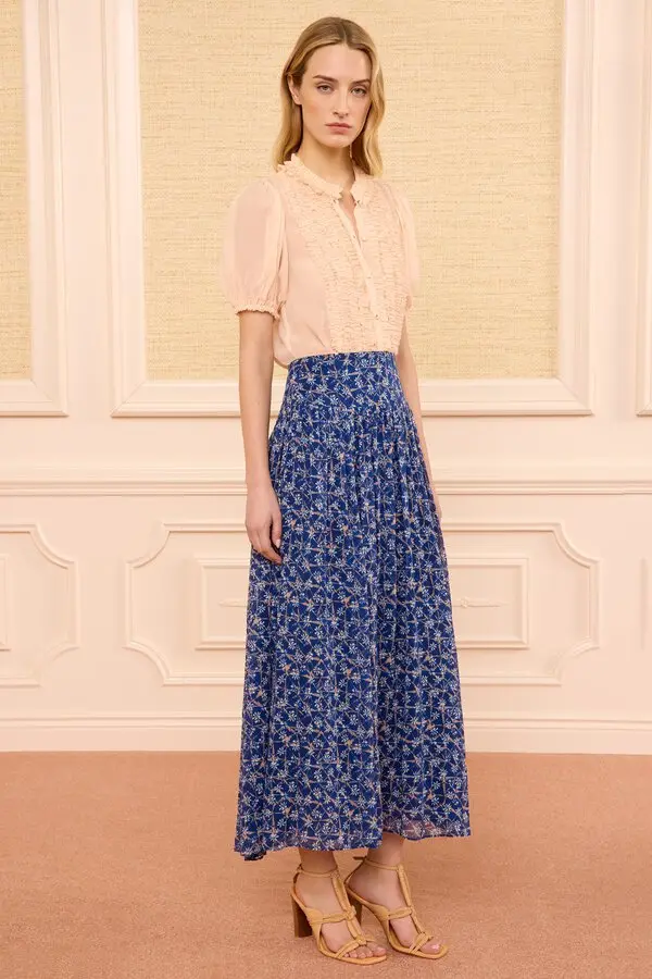 Ulla Johnson Printed Silk Reina Midi Skirt