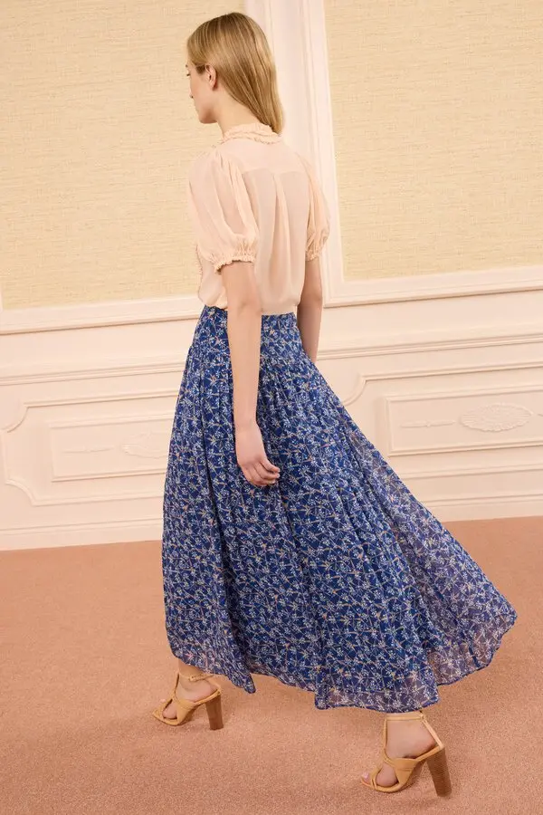 Ulla Johnson Printed Silk Reina Midi Skirt