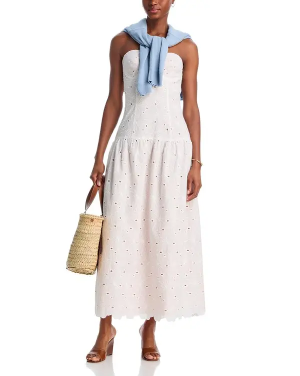 Aqua Damaris Eyelet Drop Waist Midi Dress