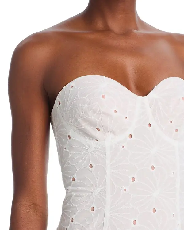 Aqua Damaris Eyelet Drop Waist Midi Dress