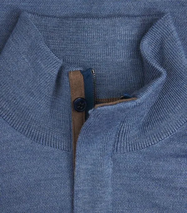 Paul & Shark Virgin Wool Quarter-zip Sweater - Navy