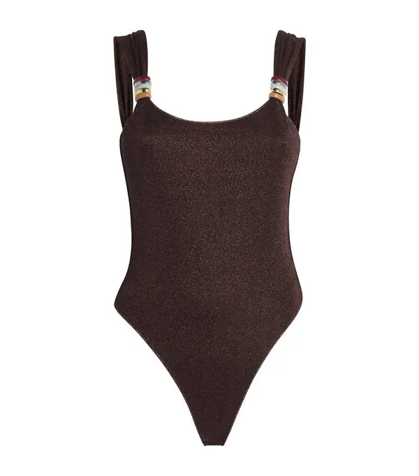 Oseree Metallic Lumière One-piece Swimsuit - Brown