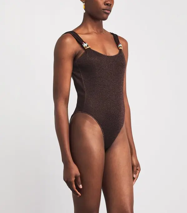 Oseree Metallic Lumière One-piece Swimsuit - Brown