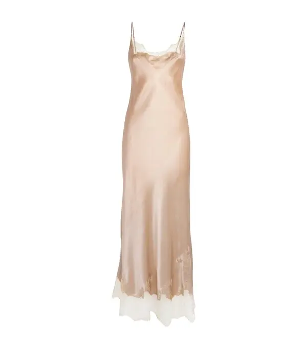 Carine Gilson Silk-lace Louise Slip Dress - Brown