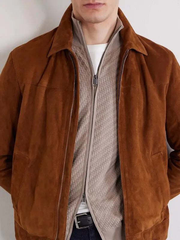 Brioni Cotton, Silk And Cashmere-blend Zip-up Sweater
