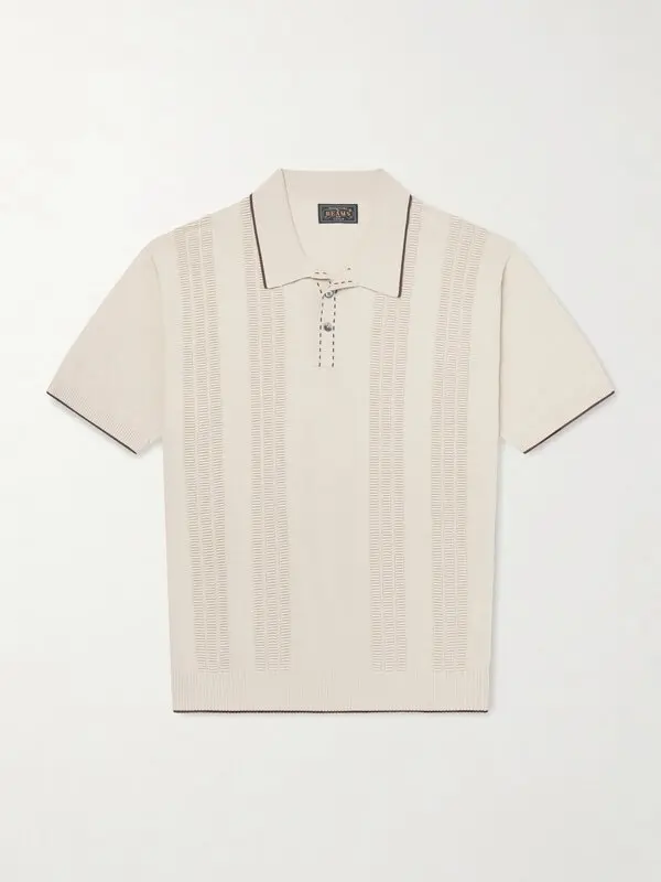 BEAMS Jacquard-knit Polo Shirt