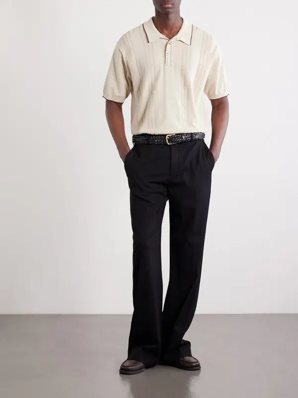 BEAMS Jacquard-knit Polo Shirt
