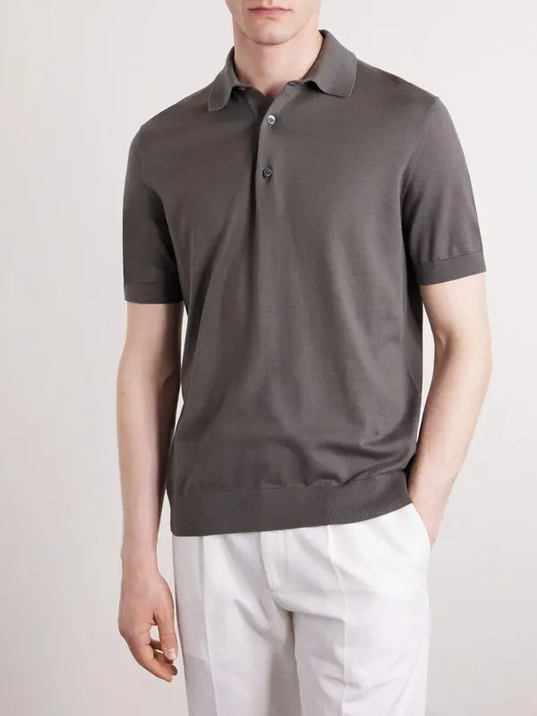 Zegna Slim-fit Cotton Polo Shirt - Brown