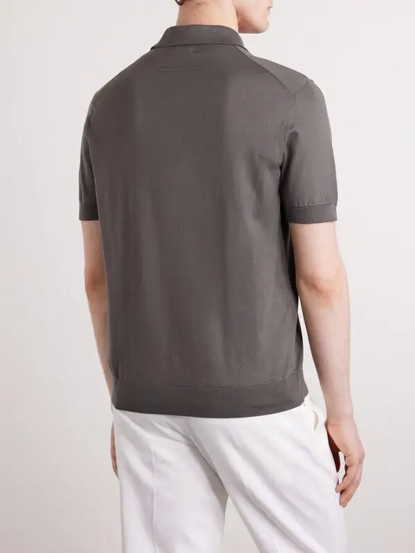 Zegna Slim-fit Cotton Polo Shirt - Brown