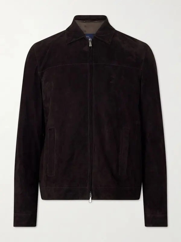 Thom Sweeney Suede Bomber Jacket