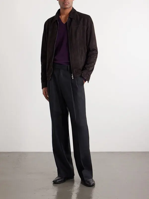 Thom Sweeney Suede Bomber Jacket