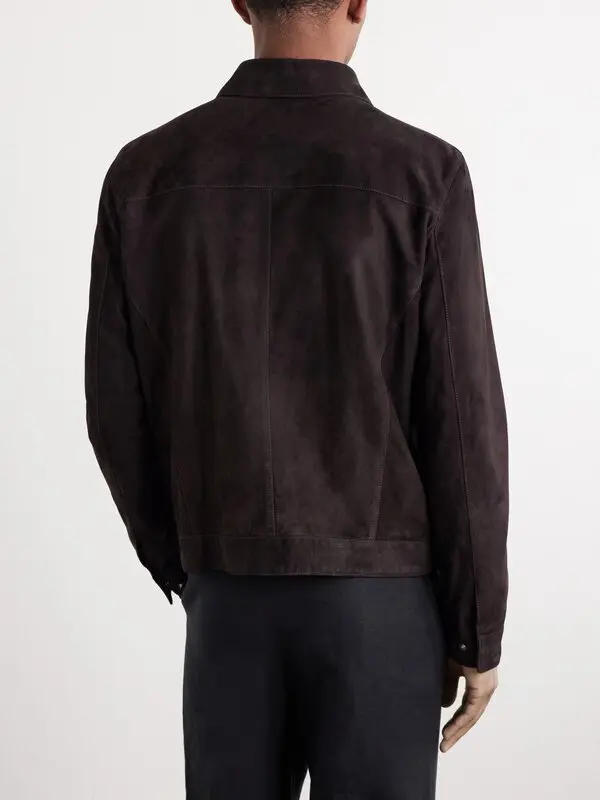 Thom Sweeney Suede Bomber Jacket