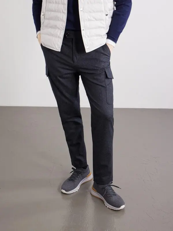 Brunello Cucinelli Leather-trimmed Stretch-knit Sneakers