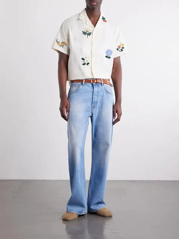 Portuguese Flannel Embroidered Organic Cotton Shirt