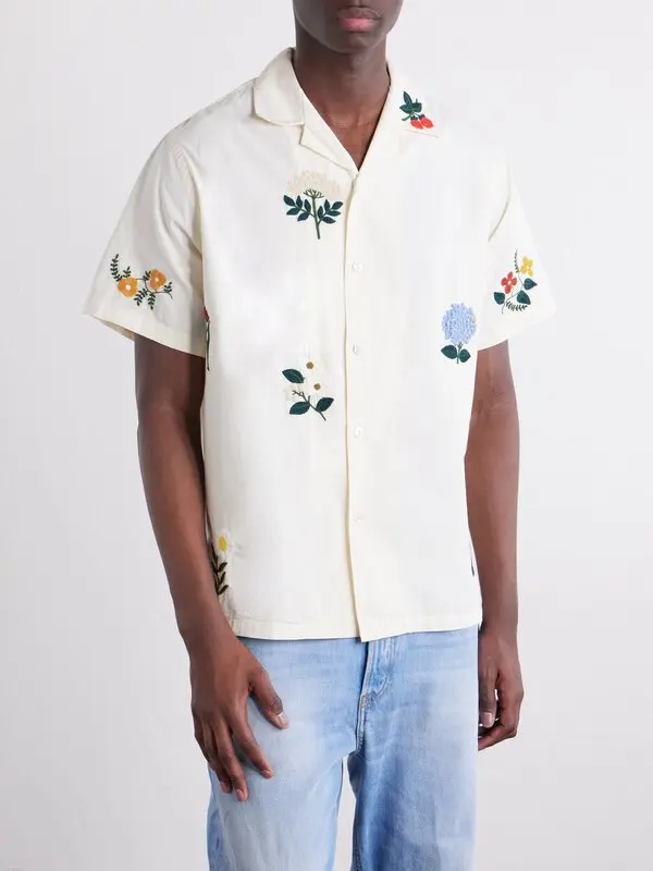 Portuguese Flannel Embroidered Organic Cotton Shirt