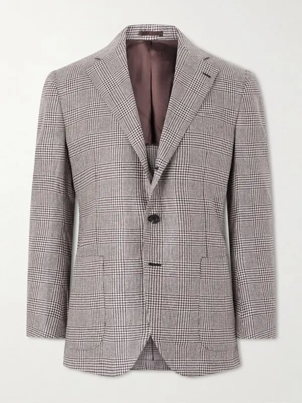 J. MUESER Waverly Prince Of Wales Silk Blazer - Brown