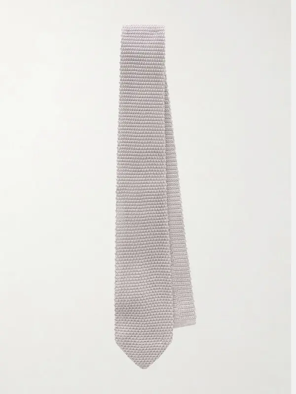 Mr P. 7cm Knitted Silk Tie - Neutrals