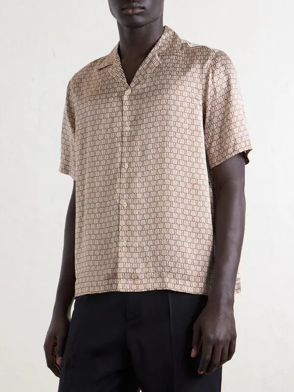 Frescobol Carioca Roberto Camp-collar Printed Silk-voile Shirt