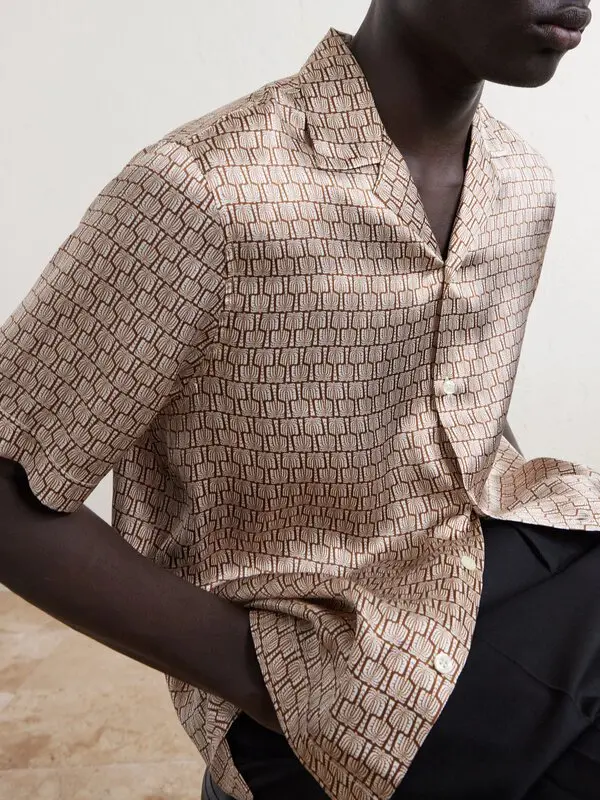 Frescobol Carioca Roberto Camp-collar Printed Silk-voile Shirt