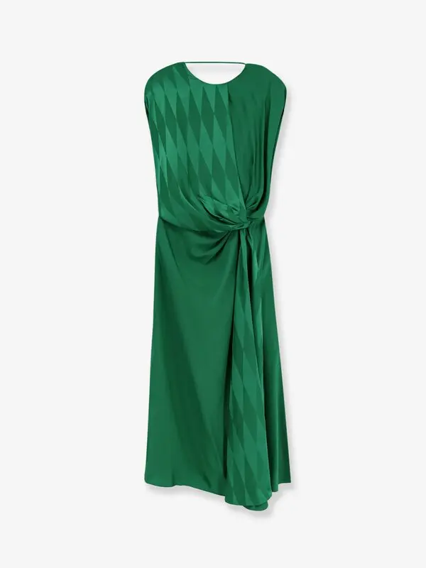 Versace Cocktail Viscose And Silk Dress - Green