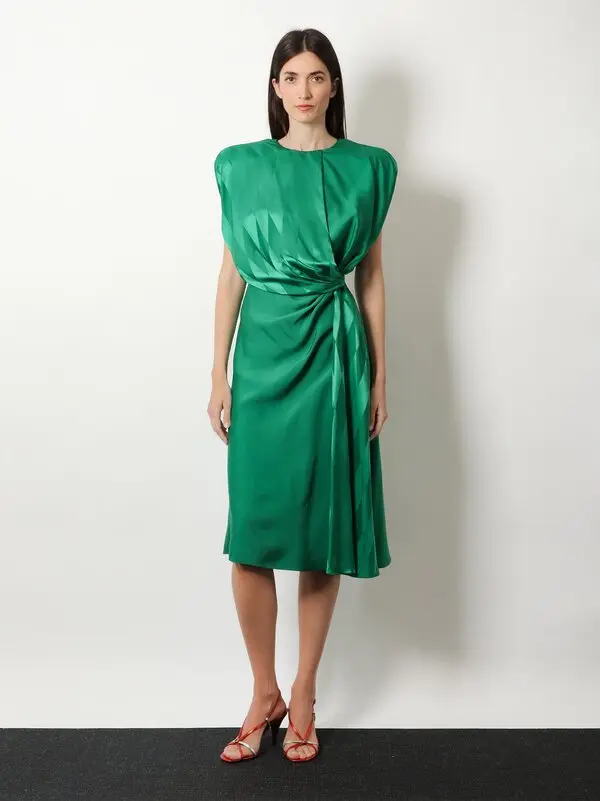 Versace Cocktail Viscose And Silk Dress - Green