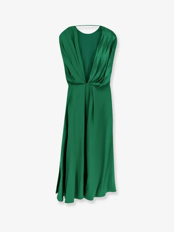 Versace Cocktail Viscose And Silk Dress - Green