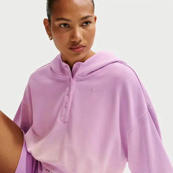 Nike Sportswear Phoenix Fleece Oversized Henley Hoodie - Pink
