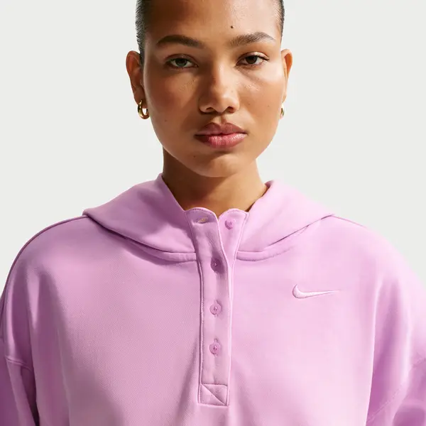 Nike Sportswear Phoenix Fleece Oversized Henley Hoodie - Pink