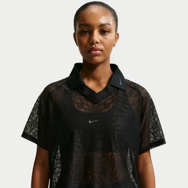 Nike Sportswear Loose Lace Polo Jersey Top - Black