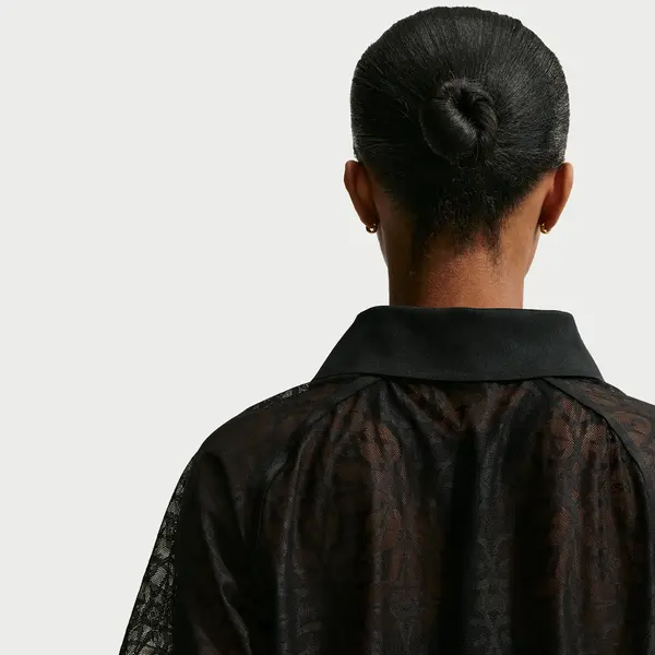Nike Sportswear Loose Lace Polo Jersey Top - Black