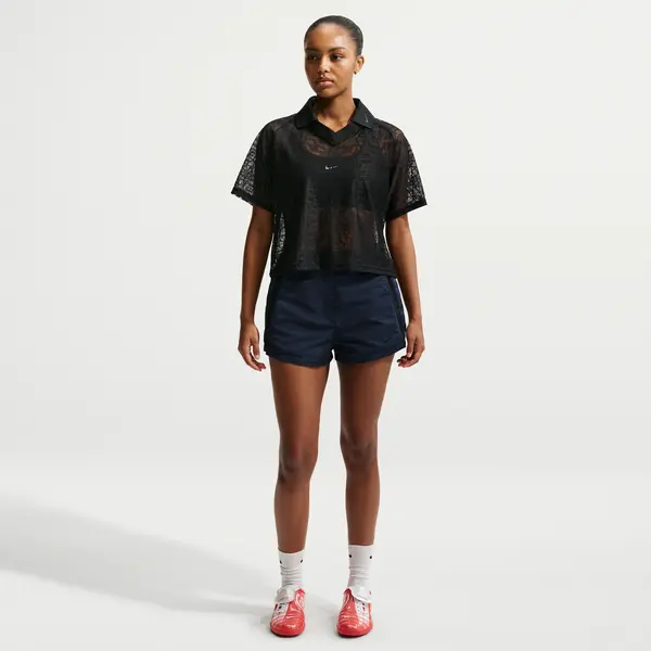 Nike Sportswear Loose Lace Polo Jersey Top - Black