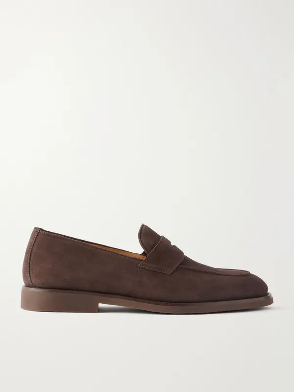 Brunello Cucinelli Suede Penny Loafers - Brown