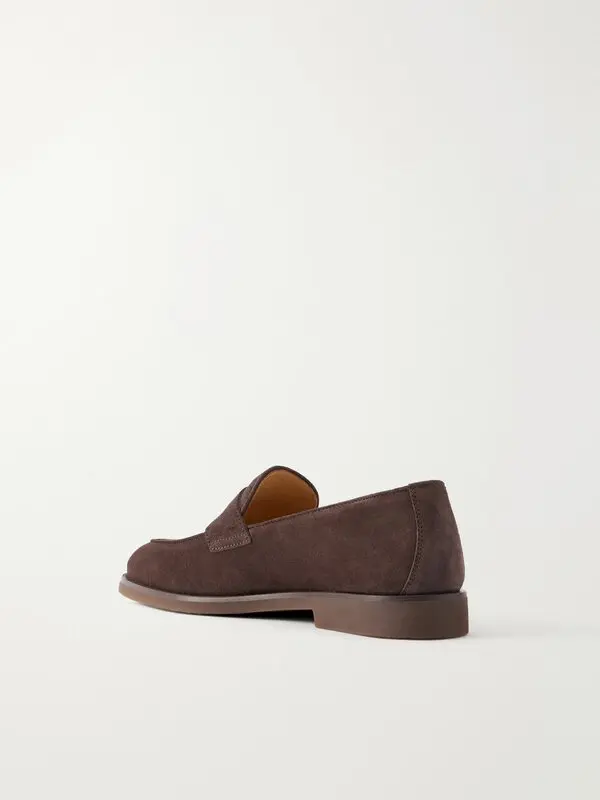 Brunello Cucinelli Suede Penny Loafers - Brown