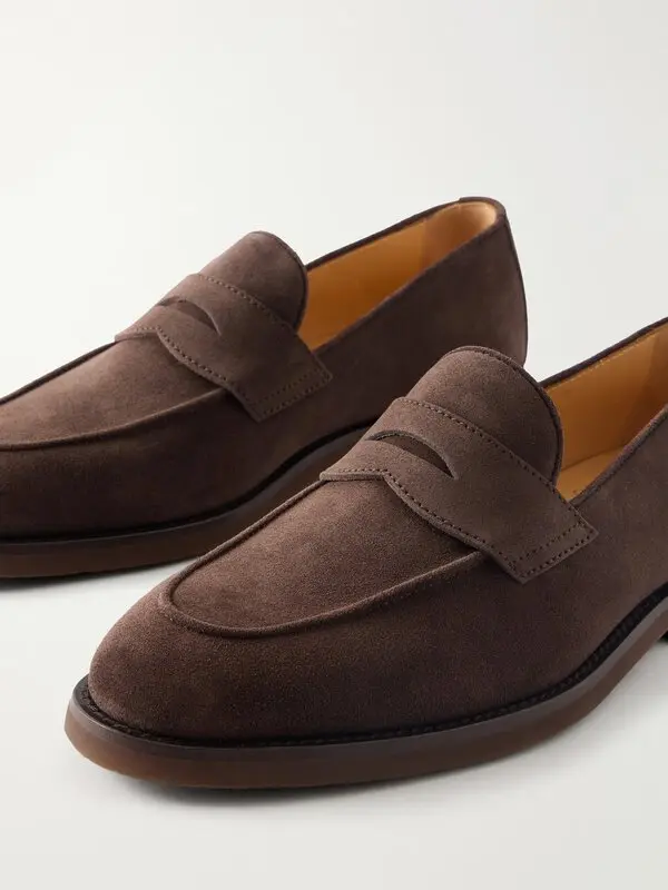 Brunello Cucinelli Suede Penny Loafers - Brown