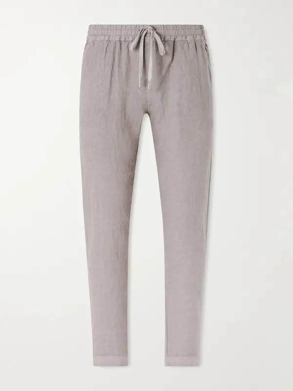 Thom Sweeney Straight-leg Linen Trousers - Brown