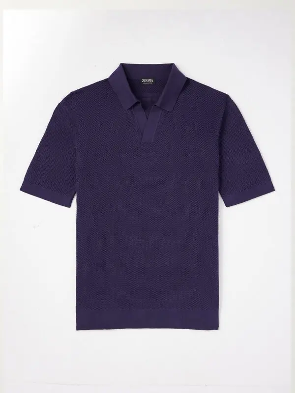 Zegna Slim-fit Cotton-piqué Polo Shirt - Blue