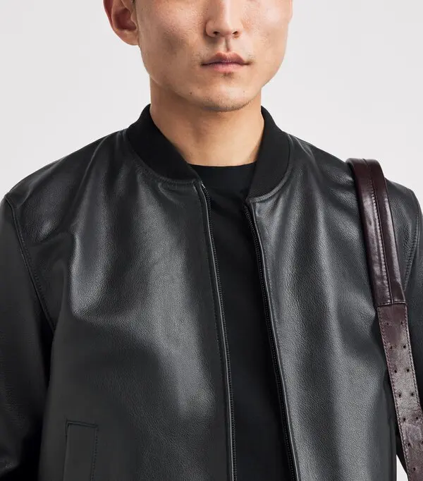 Sandro Leather Bomber Jacket - Black
