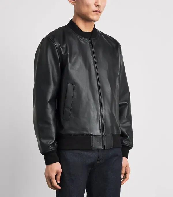 Sandro Leather Bomber Jacket - Black