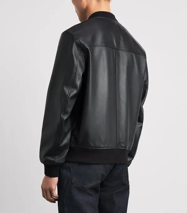 Sandro Leather Bomber Jacket - Black
