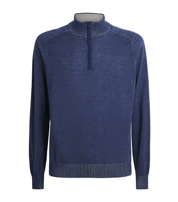 Paul & Shark Cashmere-silk Quarter-zip Sweater