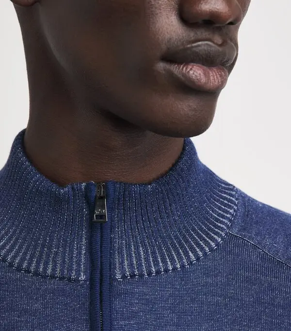 Paul & Shark Cashmere-silk Quarter-zip Sweater