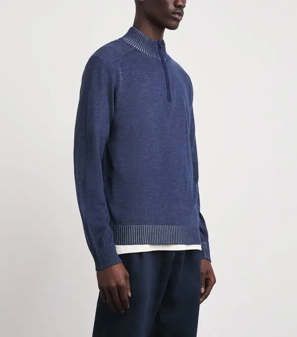 Paul & Shark Cashmere-silk Quarter-zip Sweater