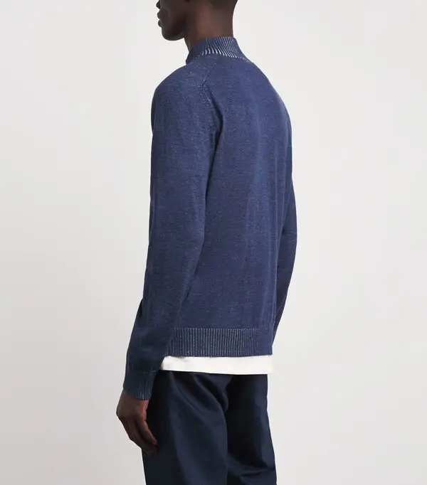 Paul & Shark Cashmere-silk Quarter-zip Sweater