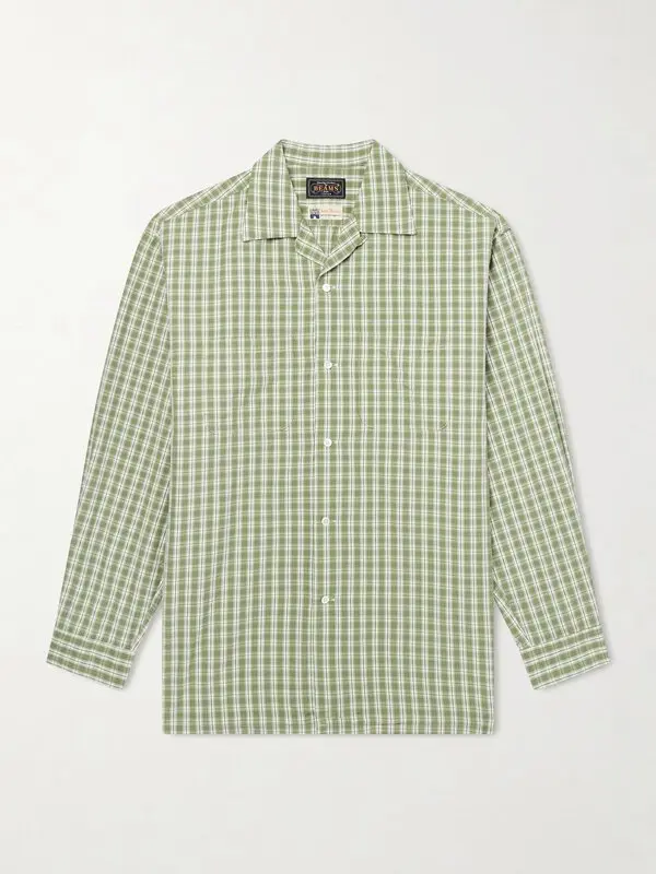 BEAMS Checked Madras Cotton Shirt - Green