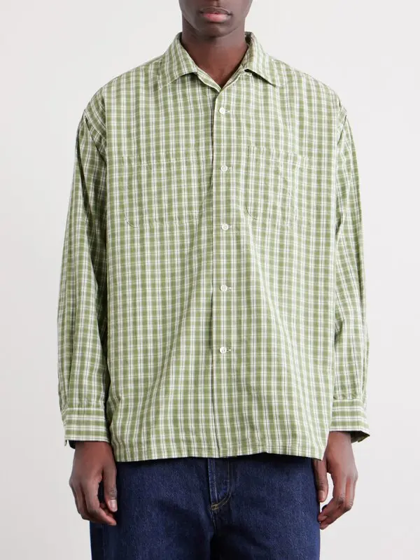 BEAMS Checked Madras Cotton Shirt - Green